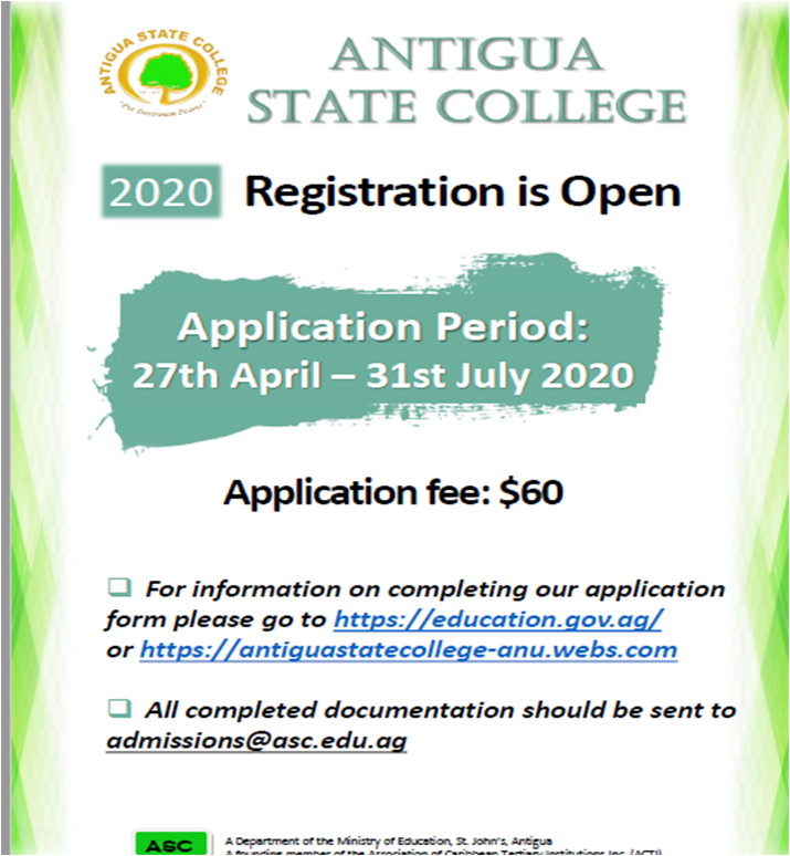 NOTICE: ASC Registration Open - Antigua News Room
