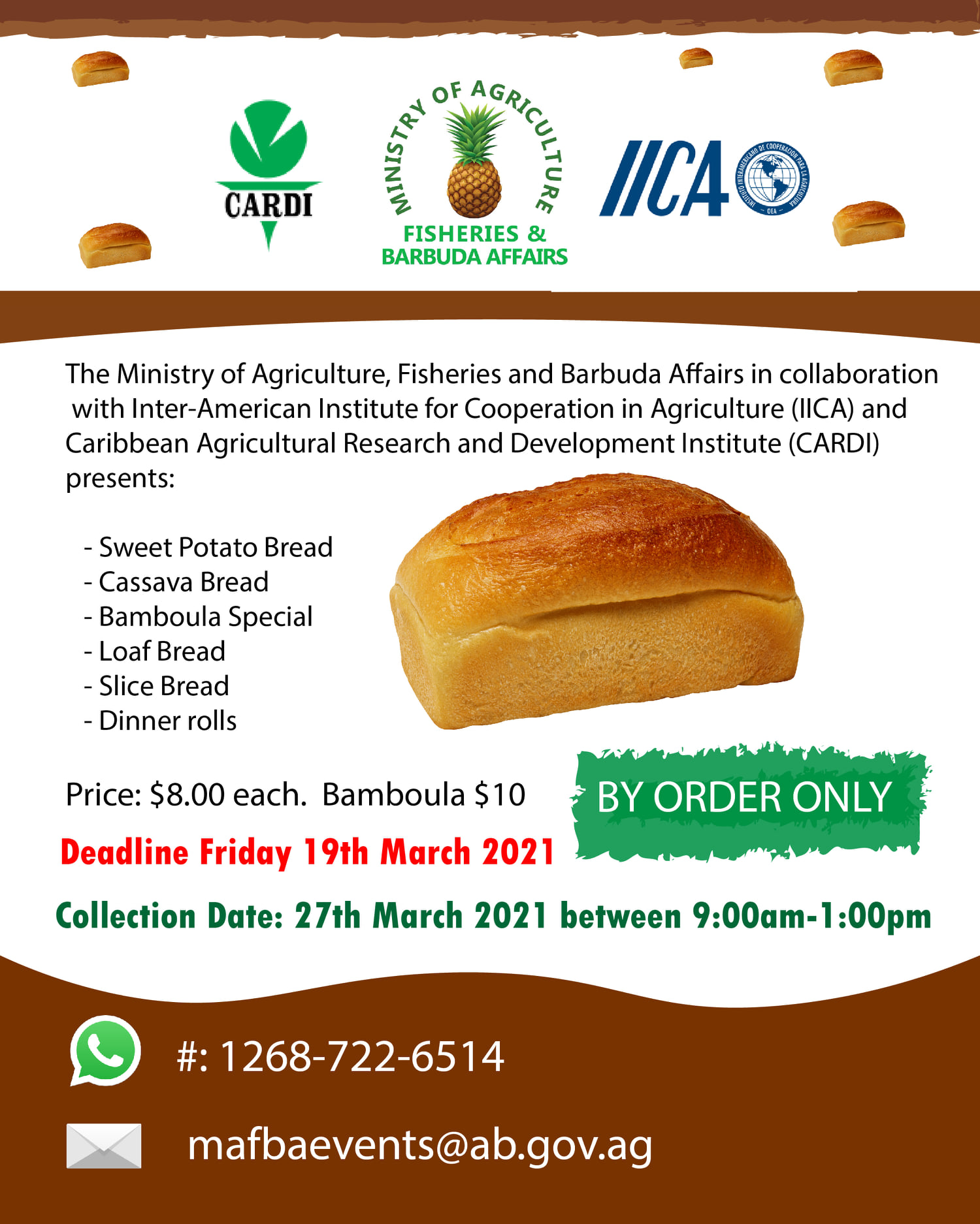 Ministry of Agriculture Sweet Potato and Cassava Bread Sale - Antigua ...