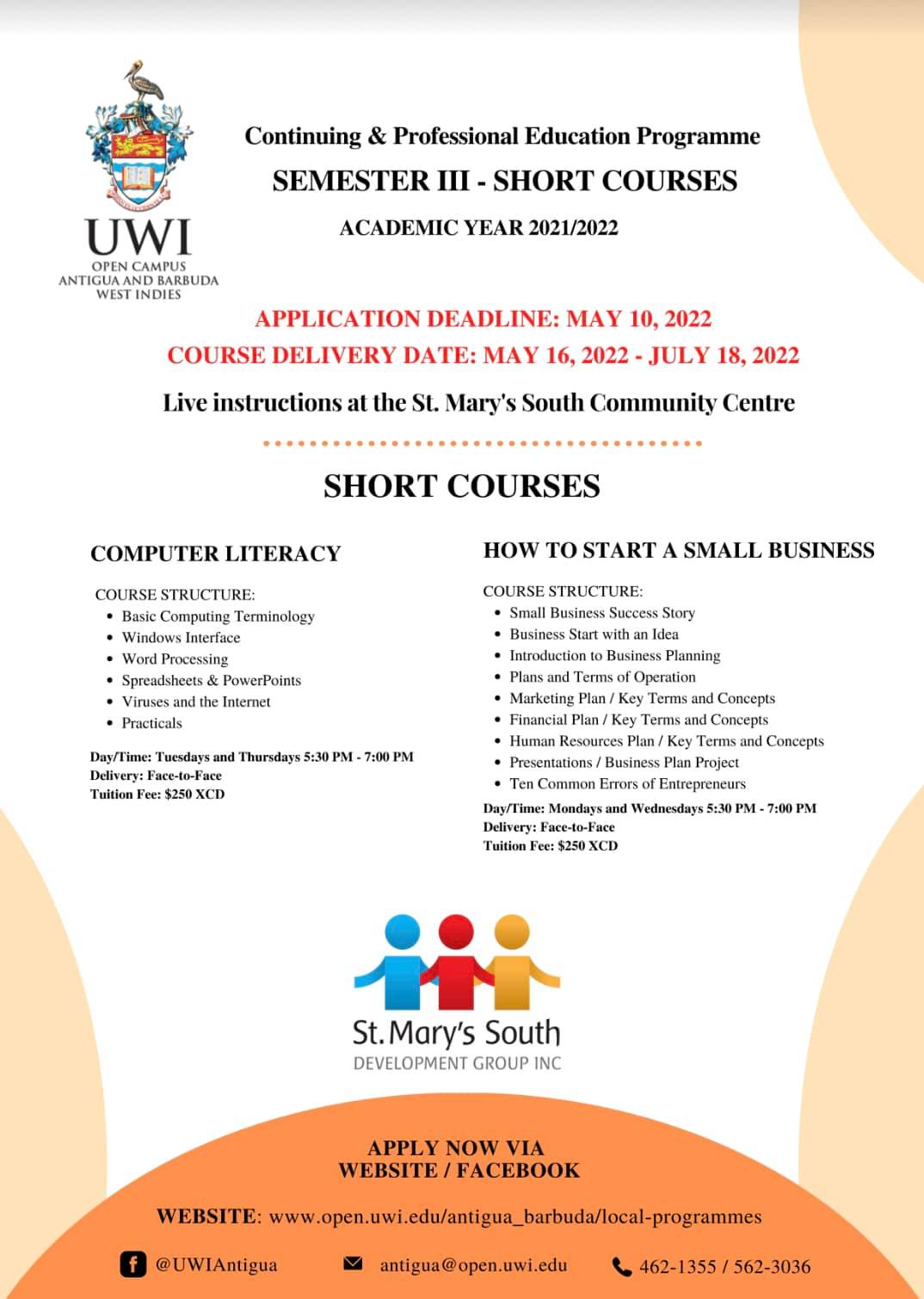 UWI Short Courses - St. Mary's South - Antigua News Room