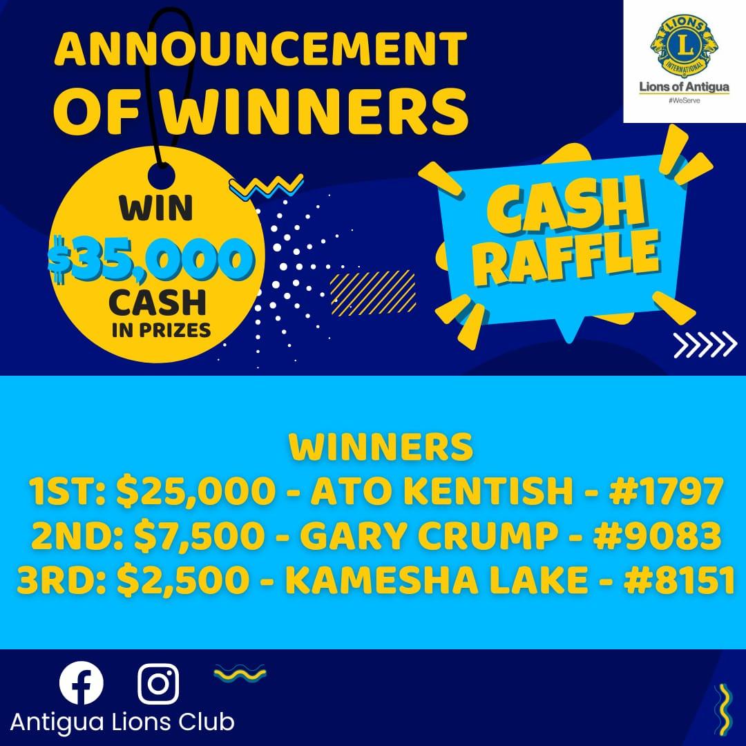 Antigua Lions Club Cash Prize Raffle Winners Announced! - Antigua News Room