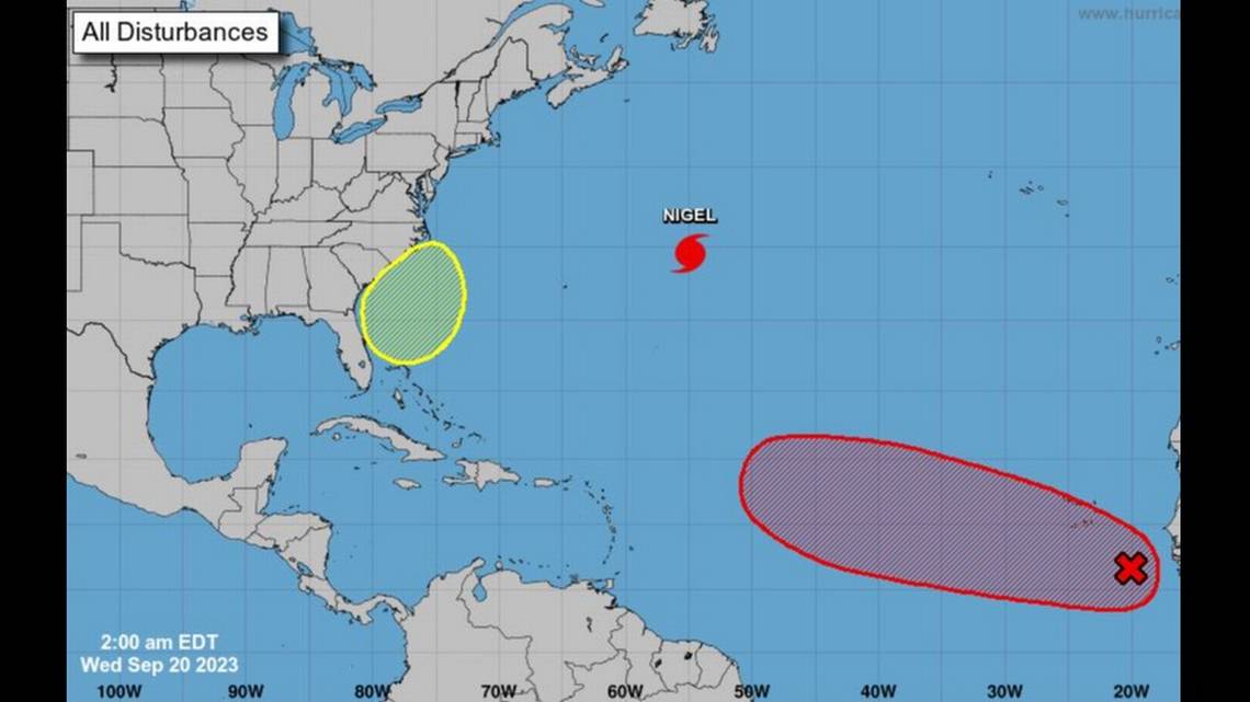Hurricane Nigel forecast to affect land. Two other systems remain in ...