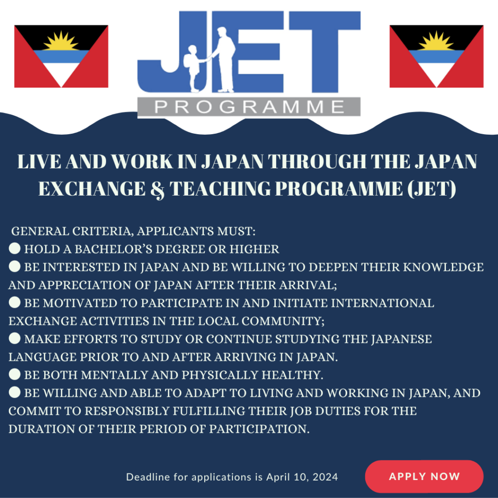 Antiguans can live and work in Japan through the Japan Exchange and ...